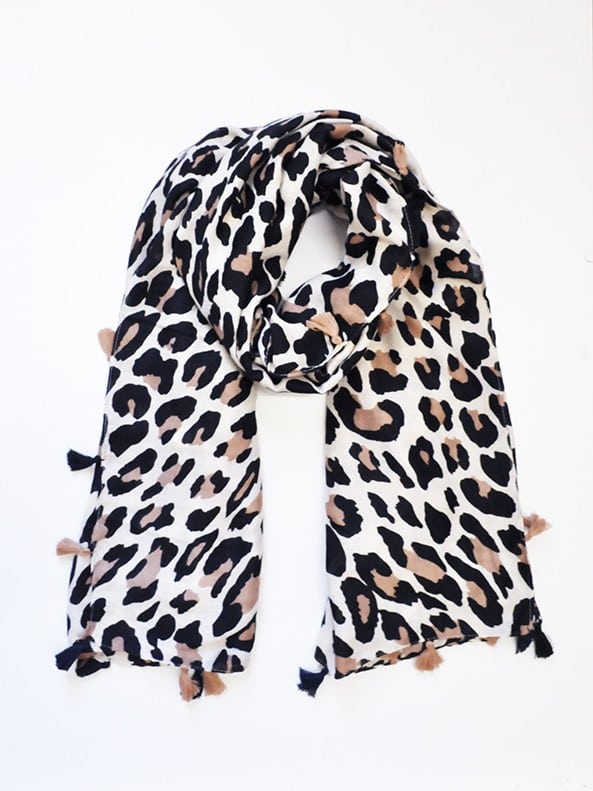 TAN LEOPARD SCARF - Mary & Me